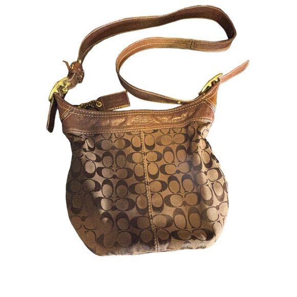 Coach | Bags | Coach Signature Brown Bleeker Bucket Canvas Leather ...